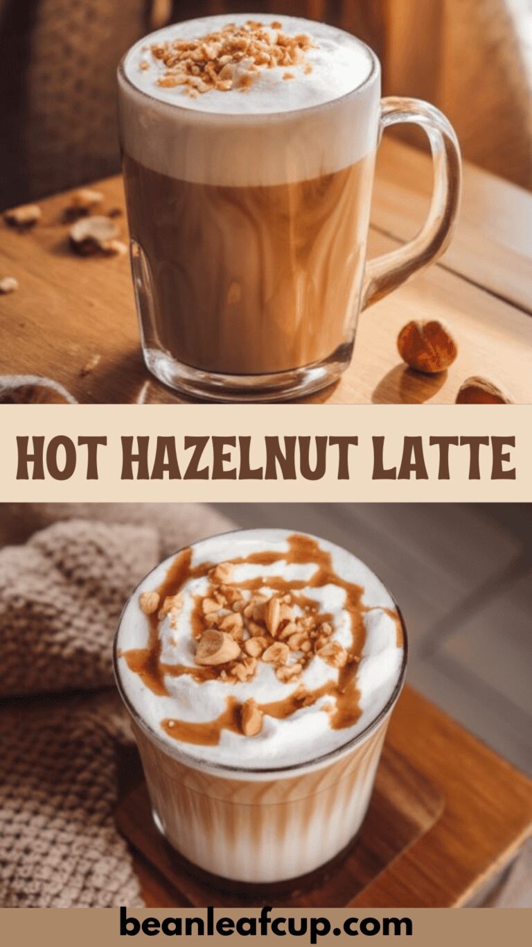 Cozy Hot Hazelnut Latte - Bean Leaf Cup