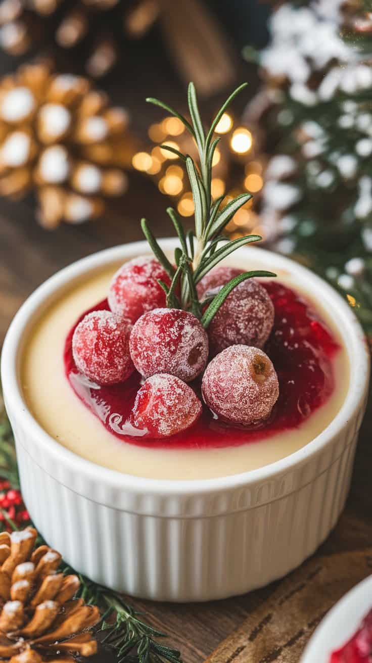 Eggnog Panna Cotta With Spiked Cranberry Sauce