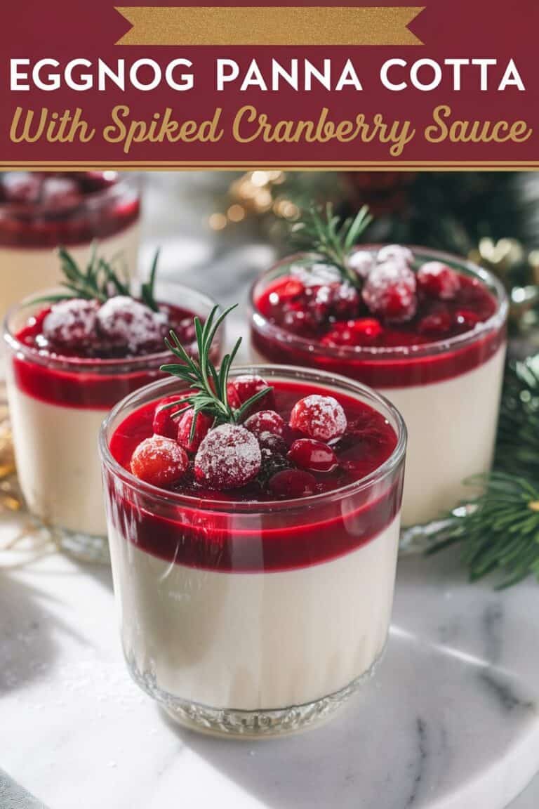 Eggnog Panna Cotta With Spiked Cranberry Sauce