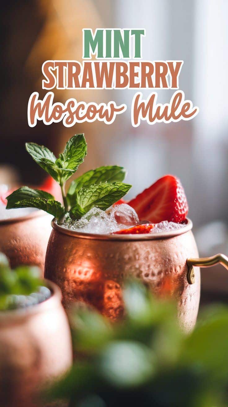 Mint Strawberry Moscow Mule Cocktail