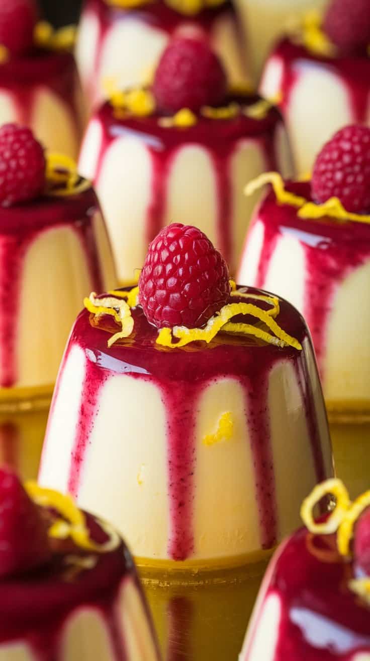 Meyer Lemon Pots de Crème with Raspberry Sauce