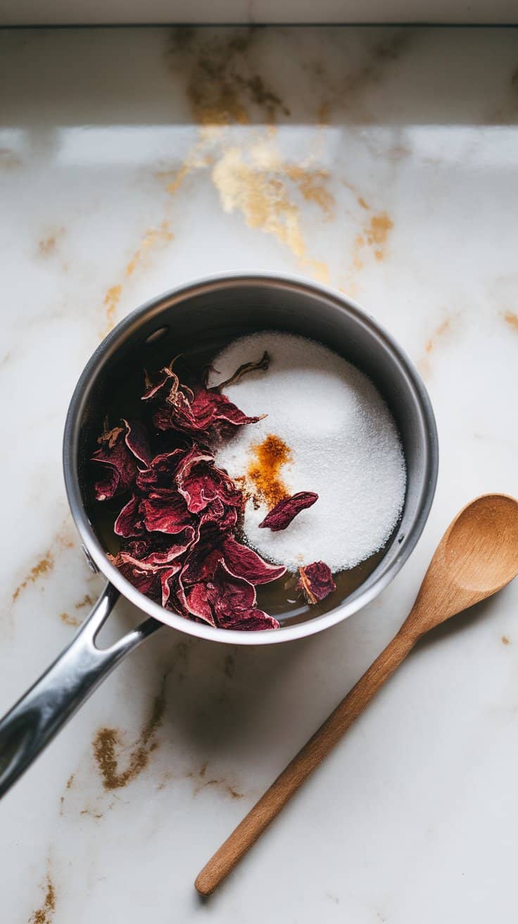 Homemade Hibiscus Coffee Syrup
