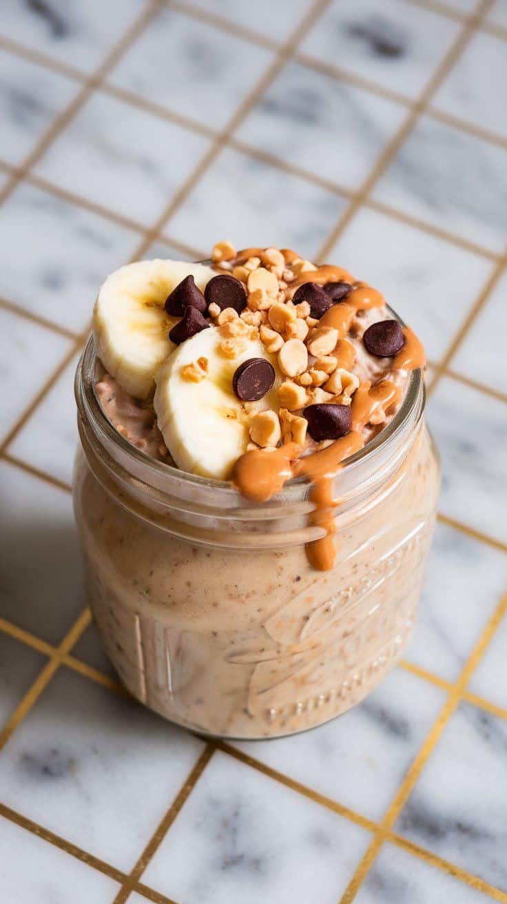 Chocolate Peanut Butter Banana Overnight Oats