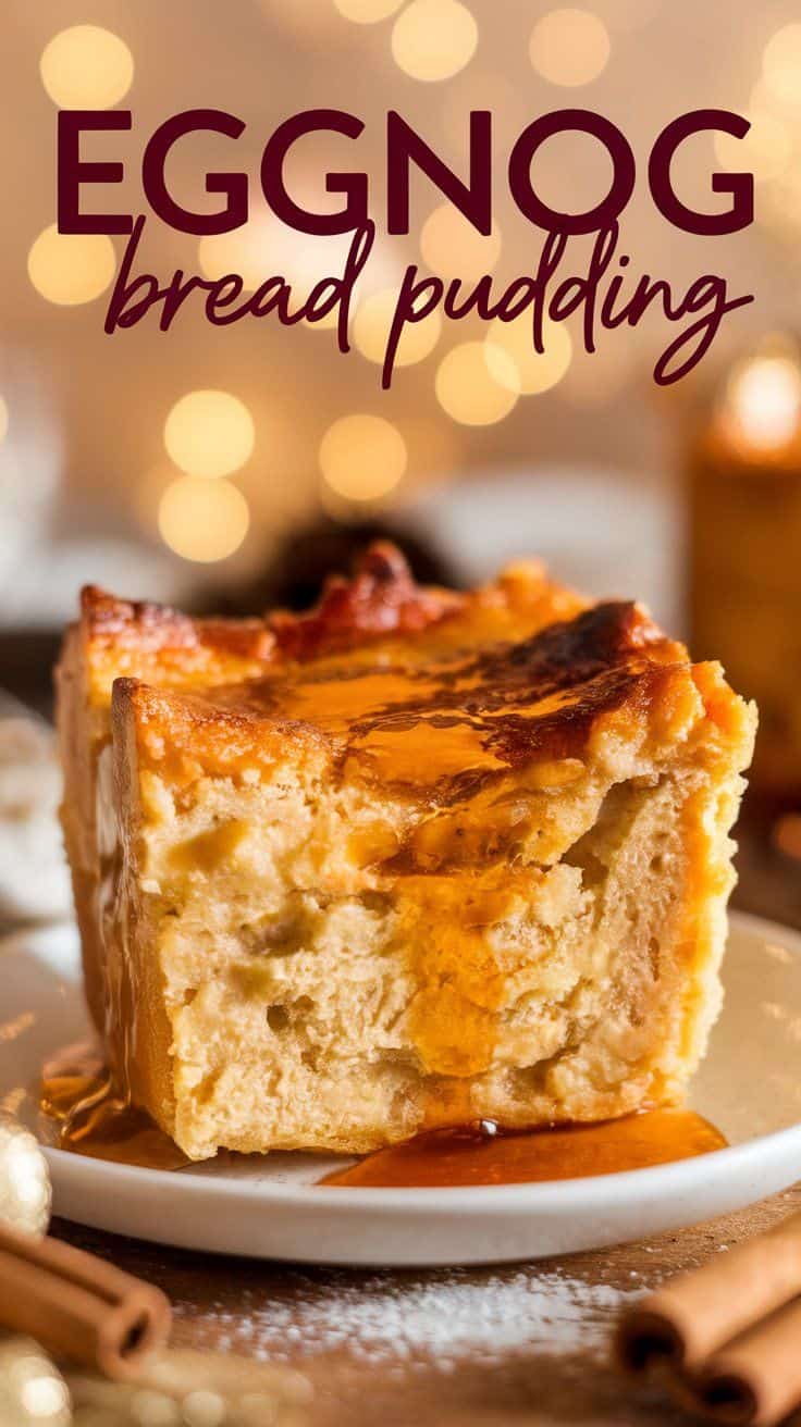 Eggnog Bread Pudding with Rum Sauce