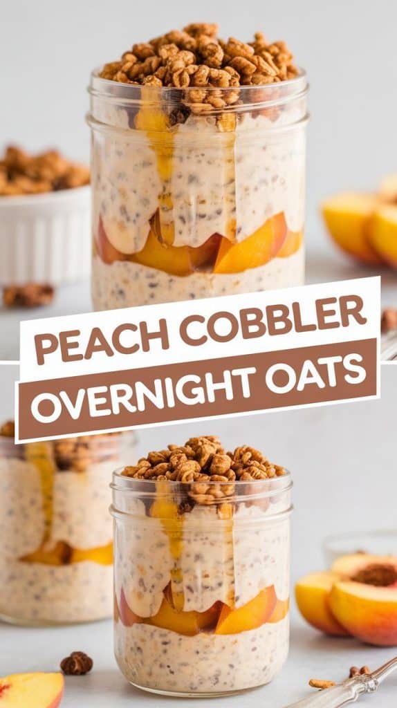 Peach Cobbler Overnight Oats 🍑🥣