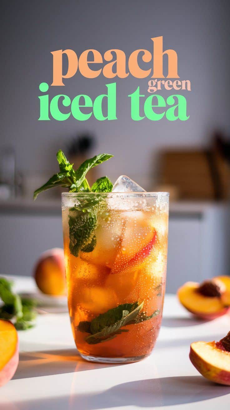 Refreshing Peach Green Iced Tea