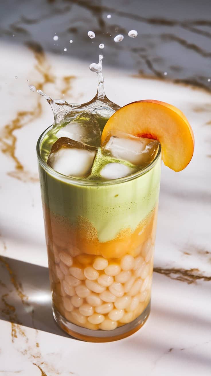 Matcha Peach Sago Drink