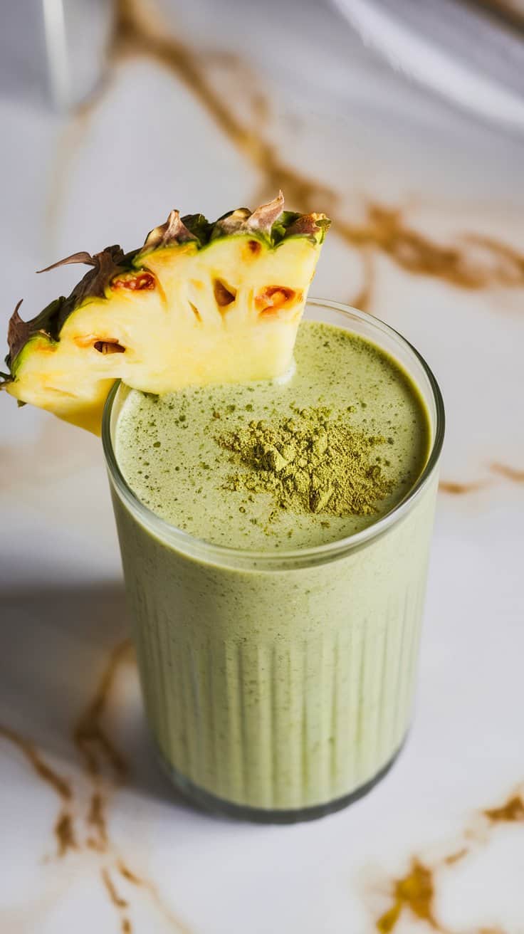Pineapple Matcha Green Smoothie - Bean Leaf Cup