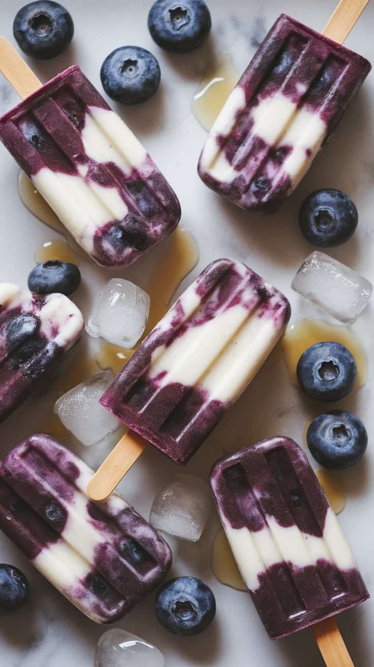 Blueberry Cottage Cheese Popsicles