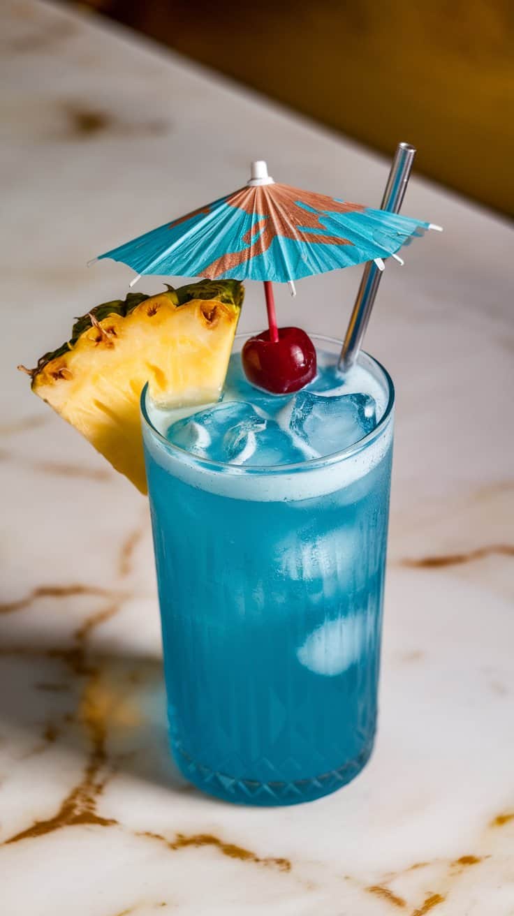Blue Hawaiian Rum Punch 🍹🌴
