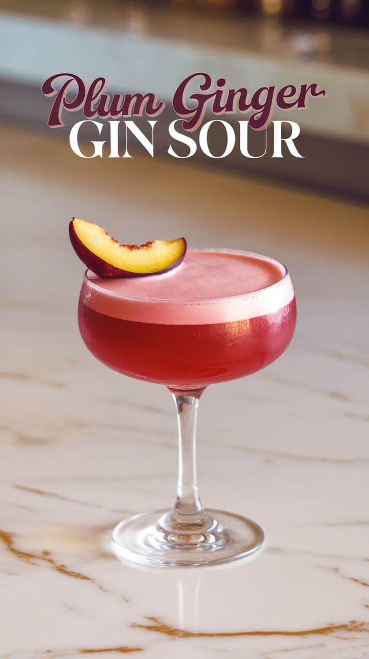 Plum Ginger Gin Sour Cocktail