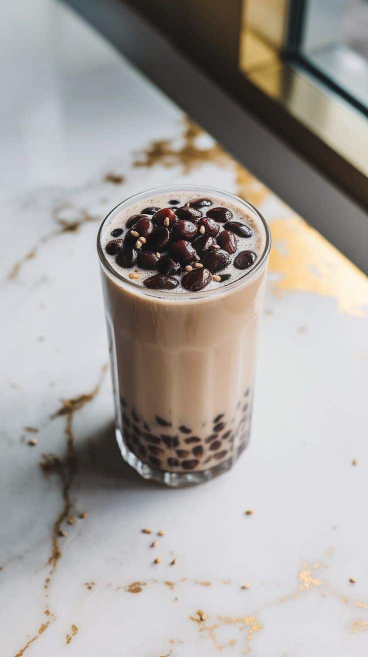 Red Bean & Black Sesame Milk Tea