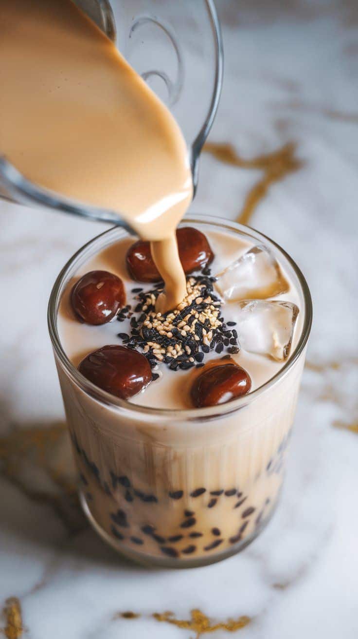 Red Bean & Black Sesame Milk Tea