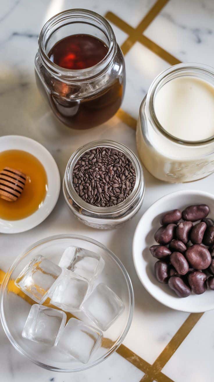 Red Bean & Black Sesame Milk Tea