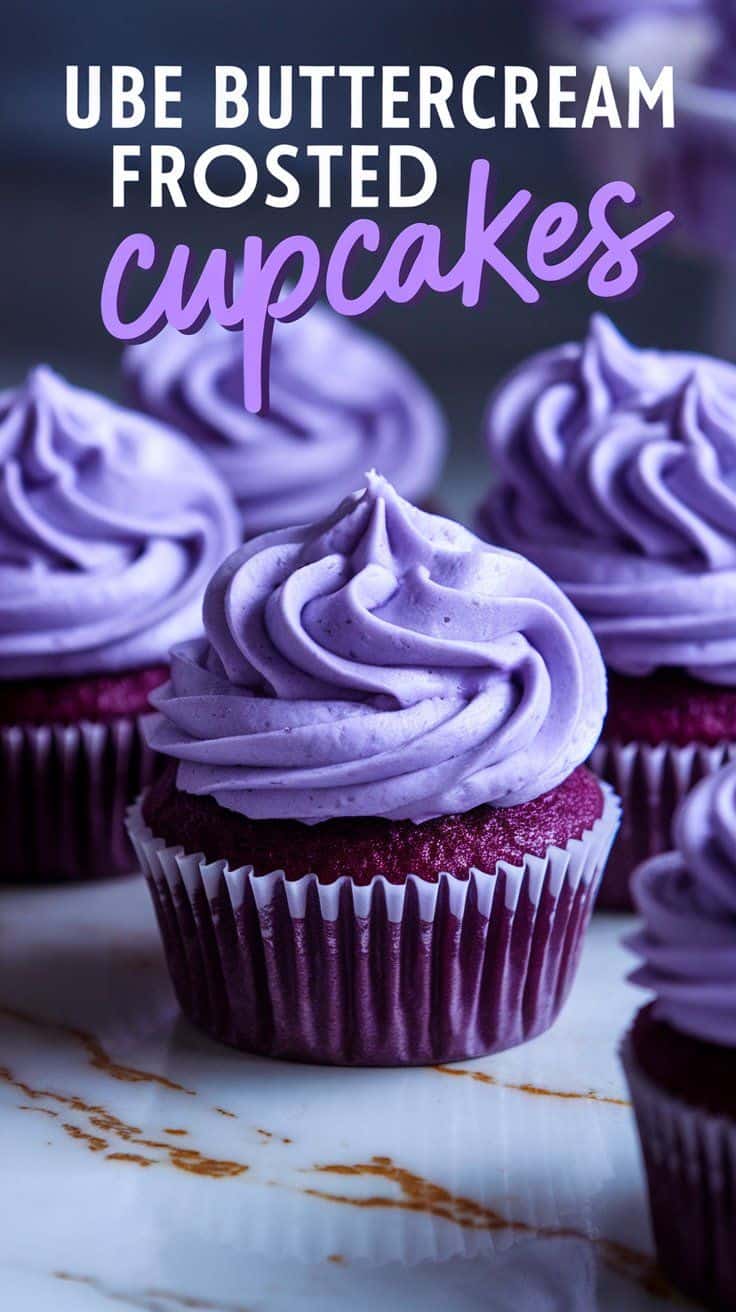Ube Buttercream Frosted Cupcakes