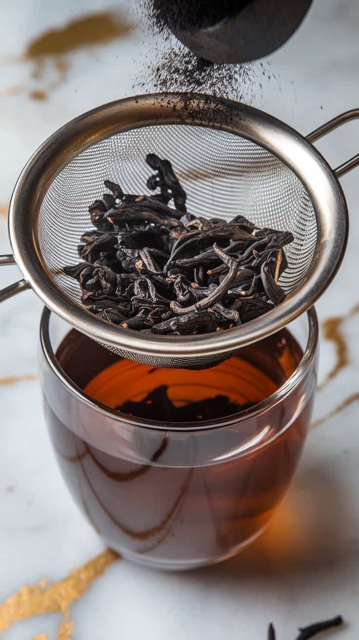 Charcoal Milk Tea (with Roasted Oolong + Sweet Cream)
