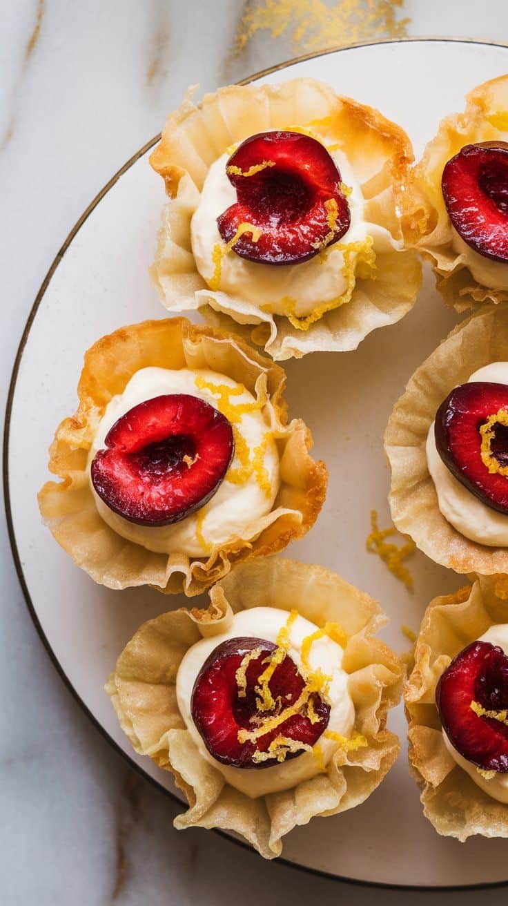 Crispy Cherry Phyllo Cups with Lemon Cream – Wholesome Nest