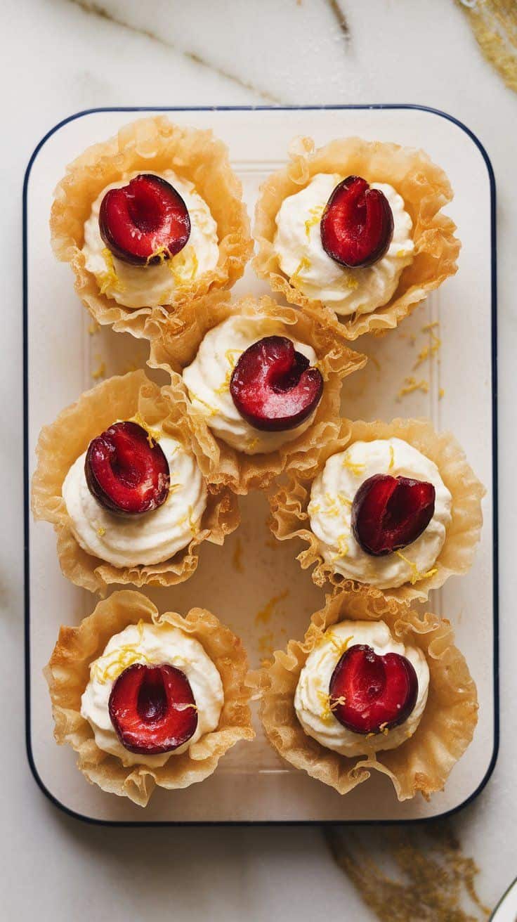 Crispy Cherry Phyllo Cups with Lemon Cream – Wholesome Nest
