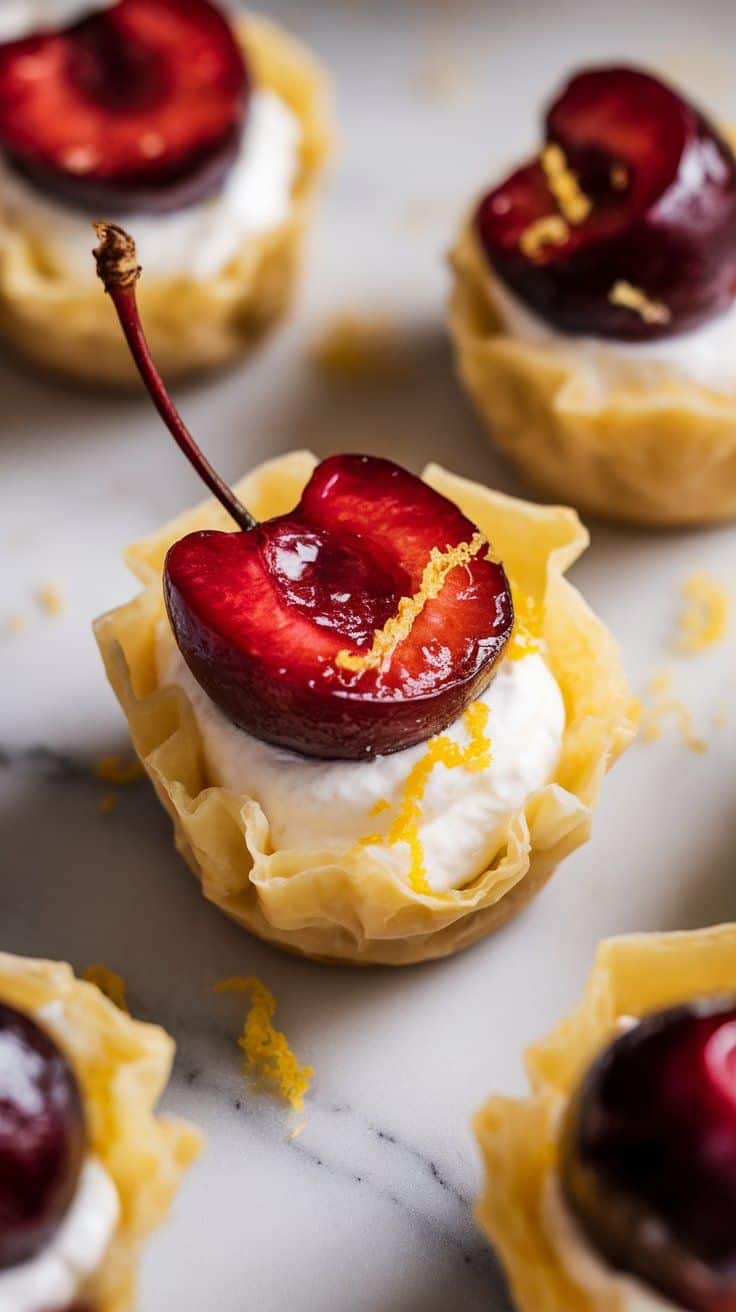 Crispy Cherry Phyllo Cups with Lemon Cream – Wholesome Nest
