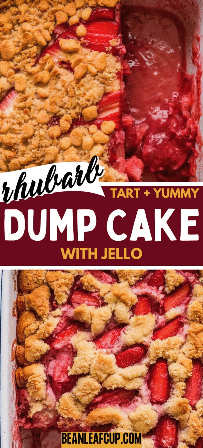 Rhubarb Dump Cake with Jello (Tart + Sweet Magic!)