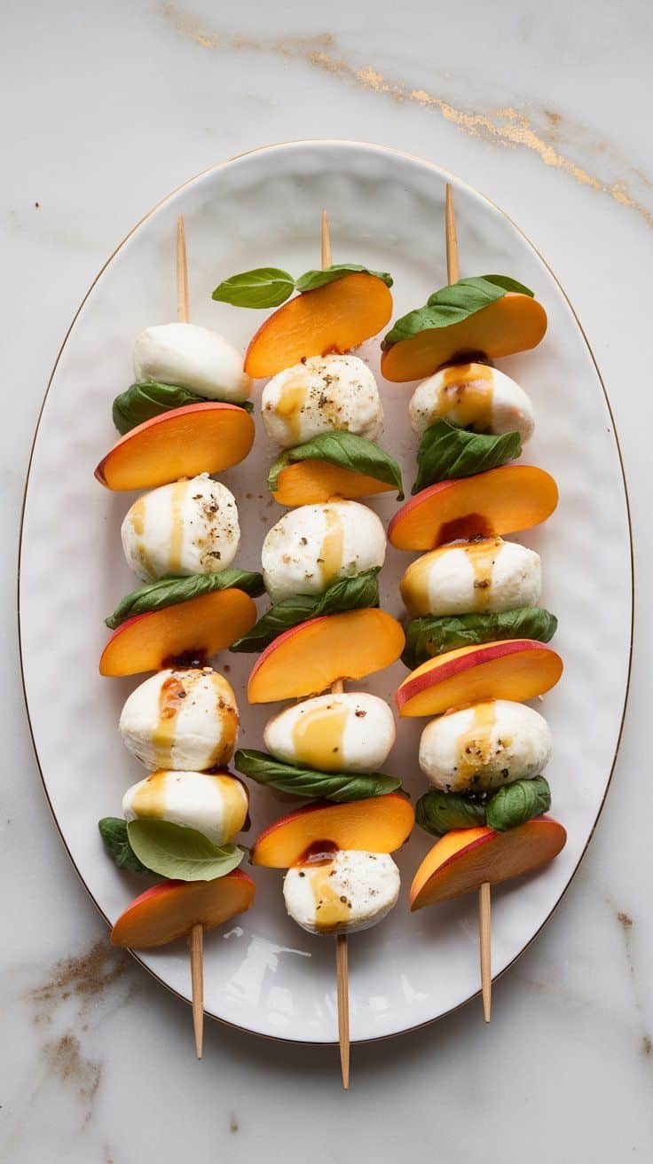 Peach Caprese Skewers