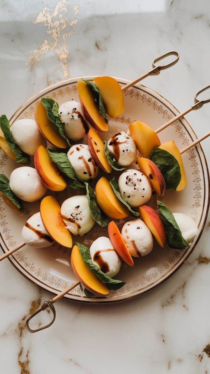 Peach Caprese Skewers
