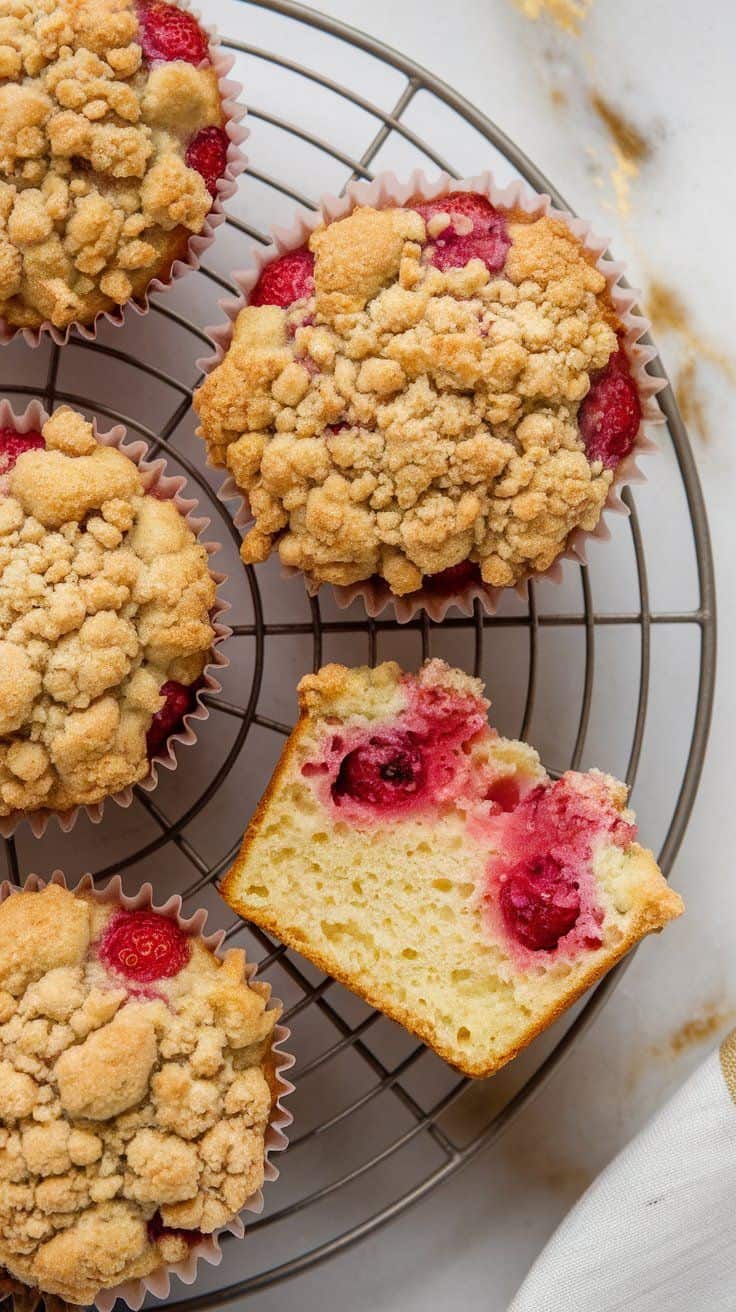 Strawberry Rhubarb Crumble Muffins - Bean Leaf Cup