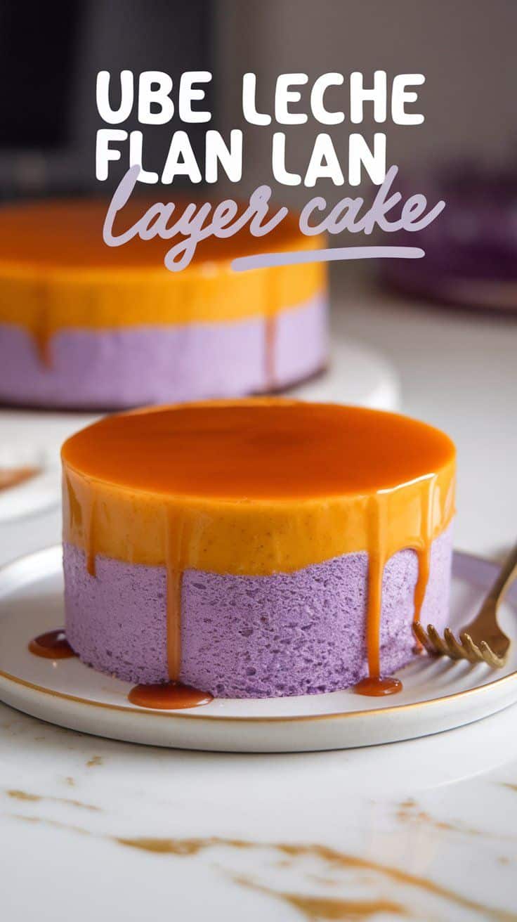 Ube Leche Flan Layer Cake