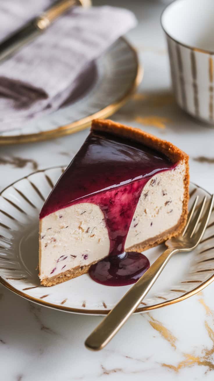 Mulberry & Earl Grey Cheesecake (Baked)