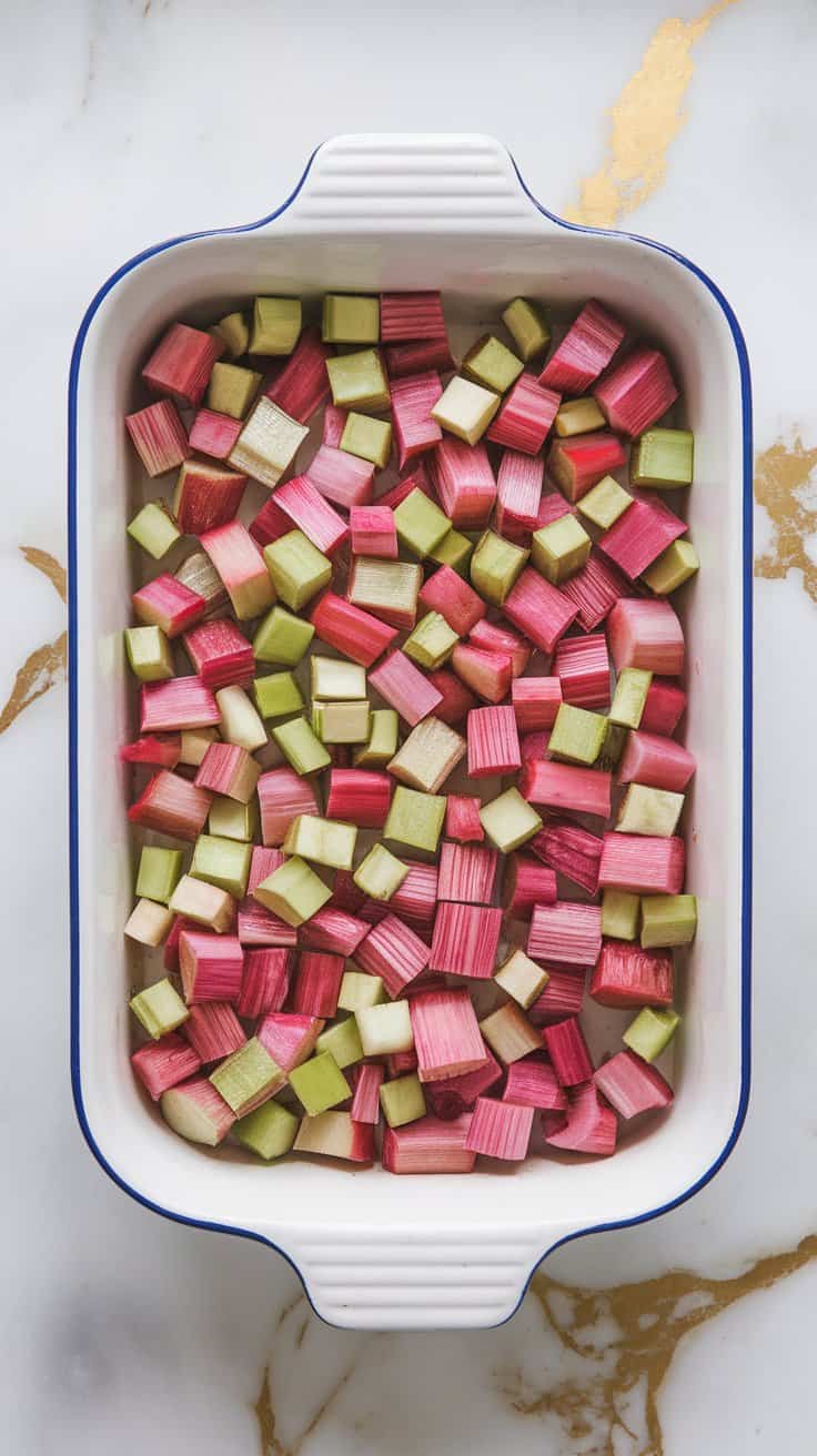 Rhubarb Dump Cake with Jello (Tart + Sweet Magic!)