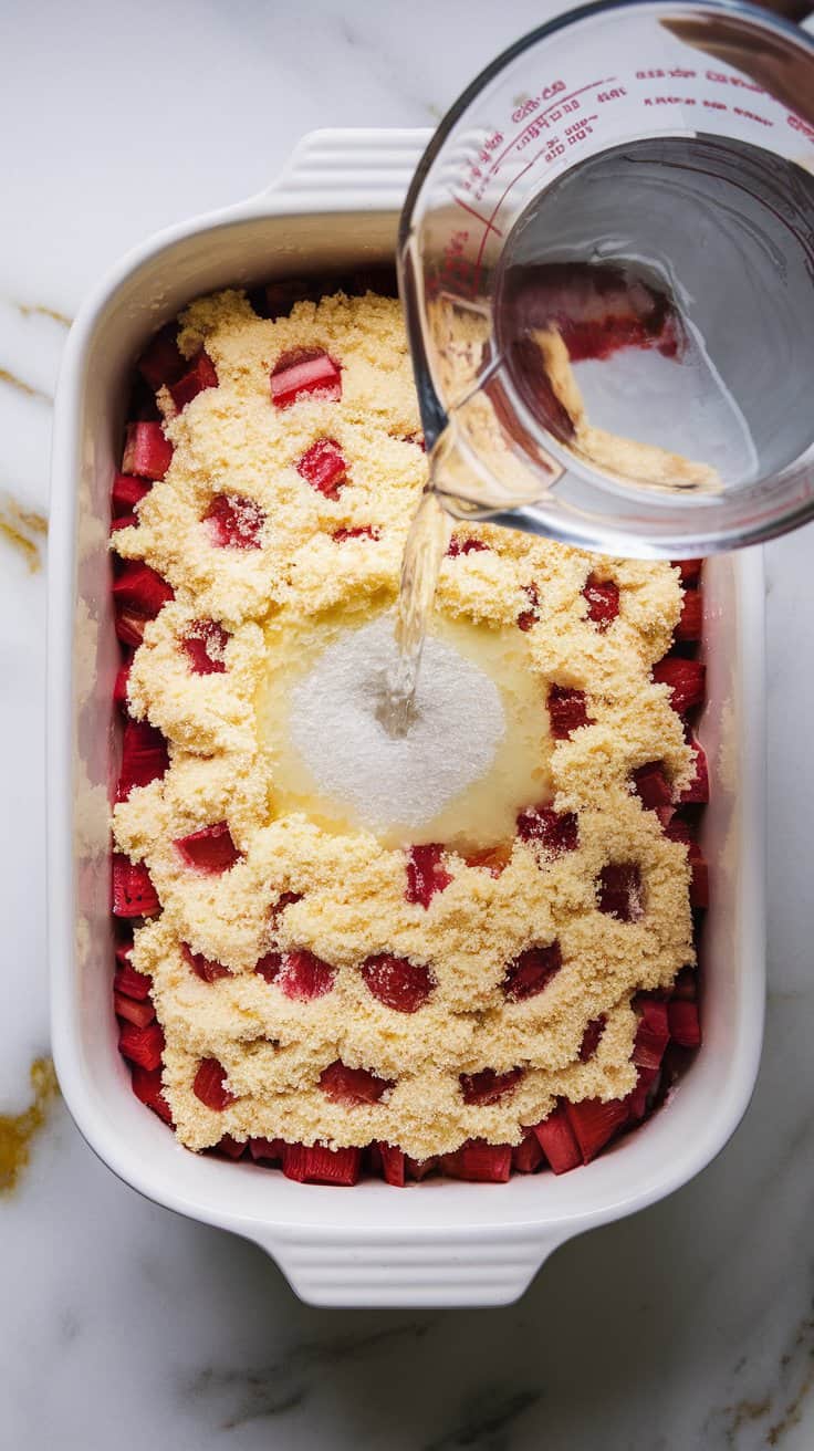 Rhubarb Dump Cake with Jello (Tart + Sweet Magic!)