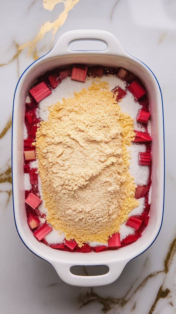 Rhubarb Dump Cake with Jello (Tart + Sweet Magic!)