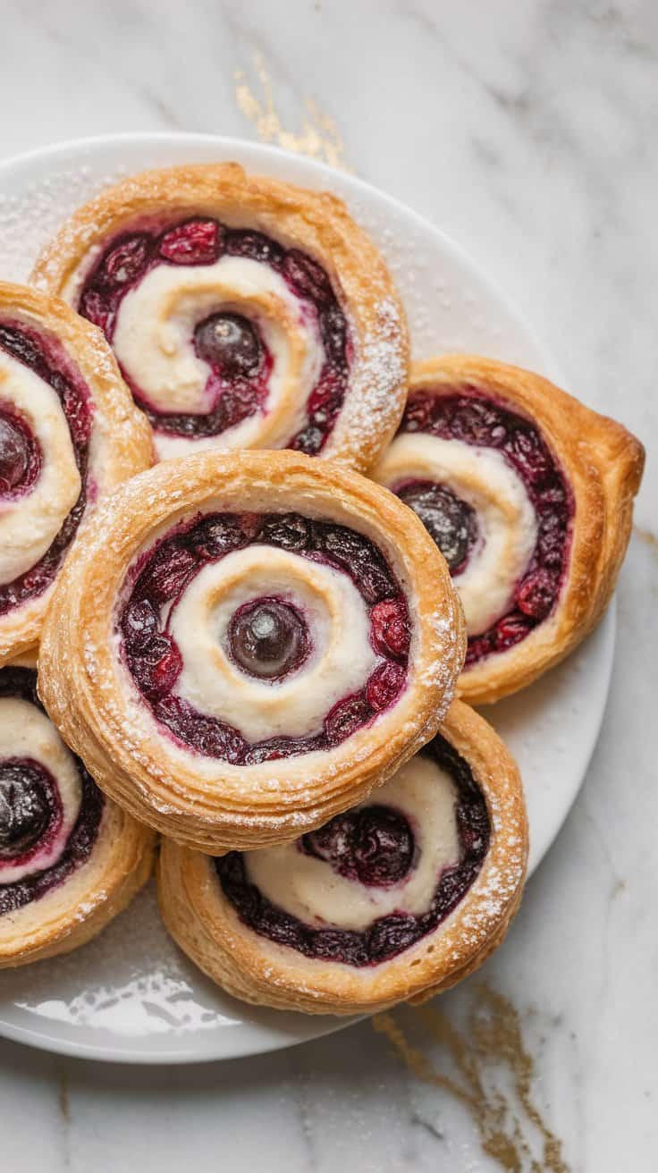 Mulberry Cream Cheese Danish (Easy Puff Pastry Swirls!)