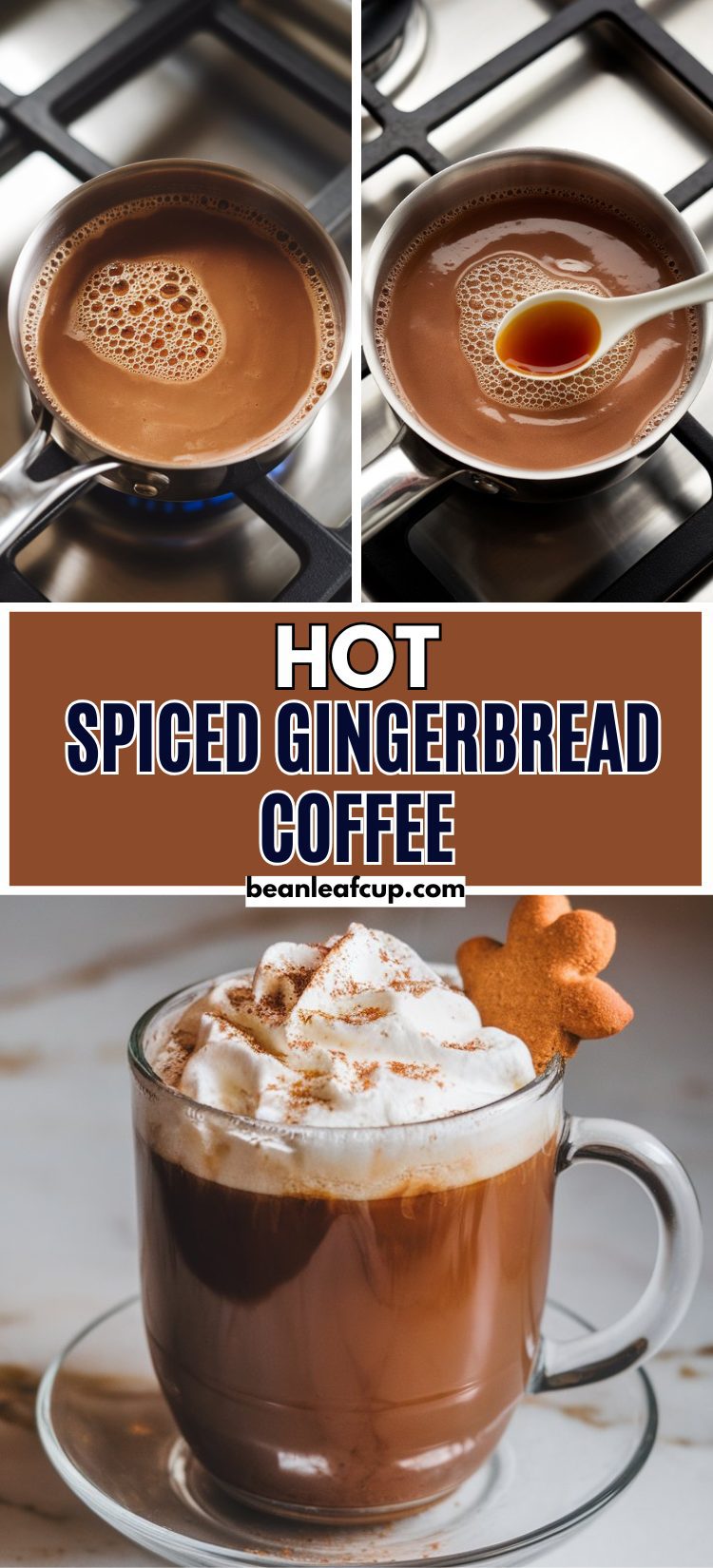 Hot Spiced Gingerbread Coffee - Bean Leaf Cup
