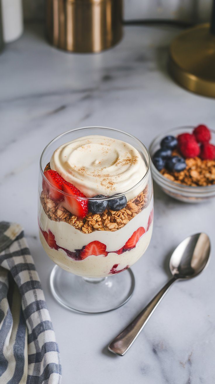 Eggnog Parfait with Granola and Berries
