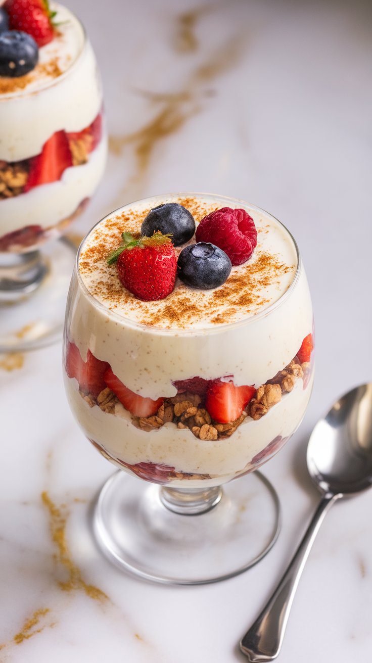 Eggnog Parfait with Granola and Berries