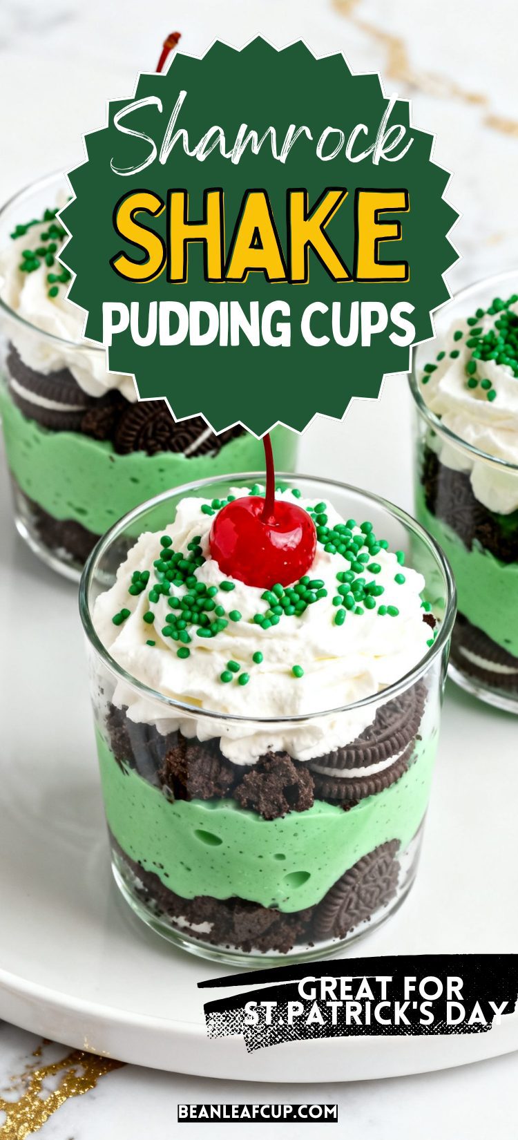 Shamrock Shake Pudding Cups - Bean Leaf Cup